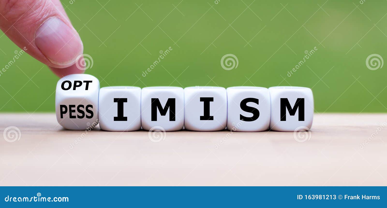 Hand Turns a Dice and Changes the Word `pessimism` To `optimism. Stock ...