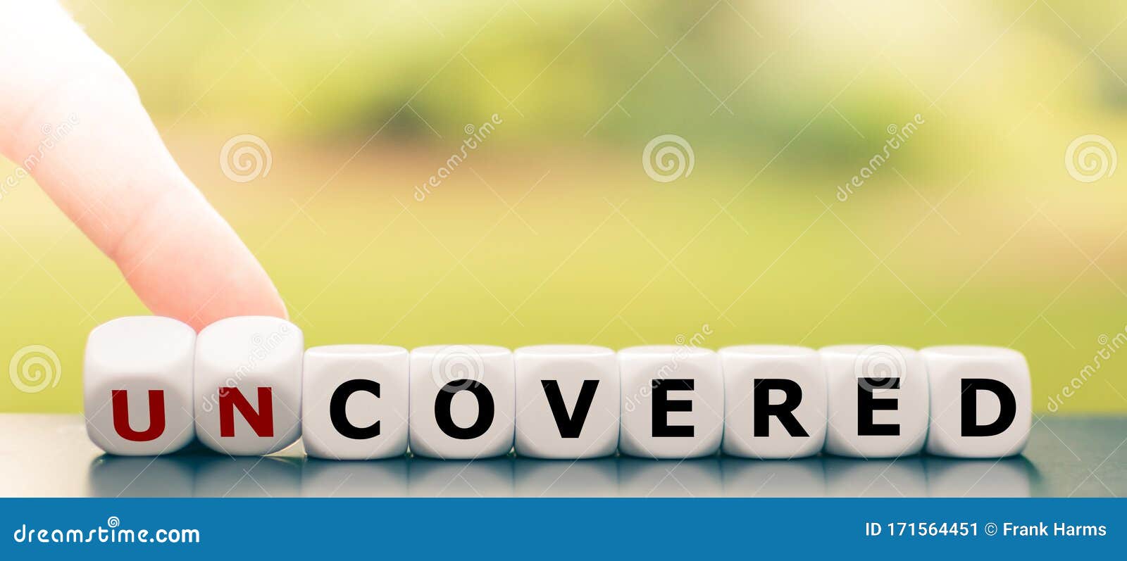 Hand Turns Dice and Changes the Word `uncovered` To `covered`. Stock ...