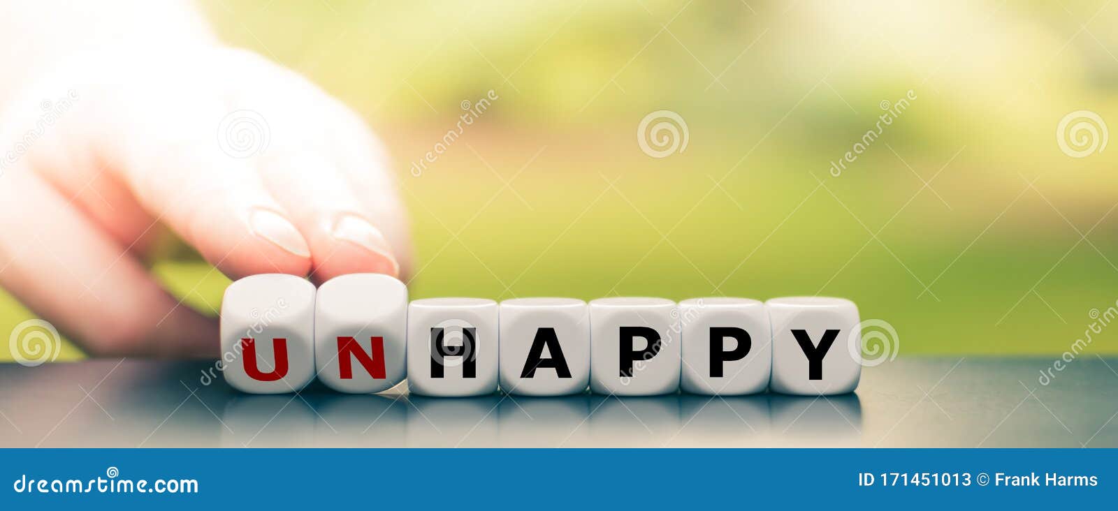 Hand Turns Dice and Changes the Word `unhappy` To `happy`. Stock Image ...