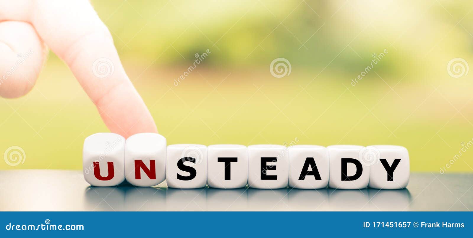 Hand Turns Dice and Changes the Word `unsteady` To `steady`. Stock ...