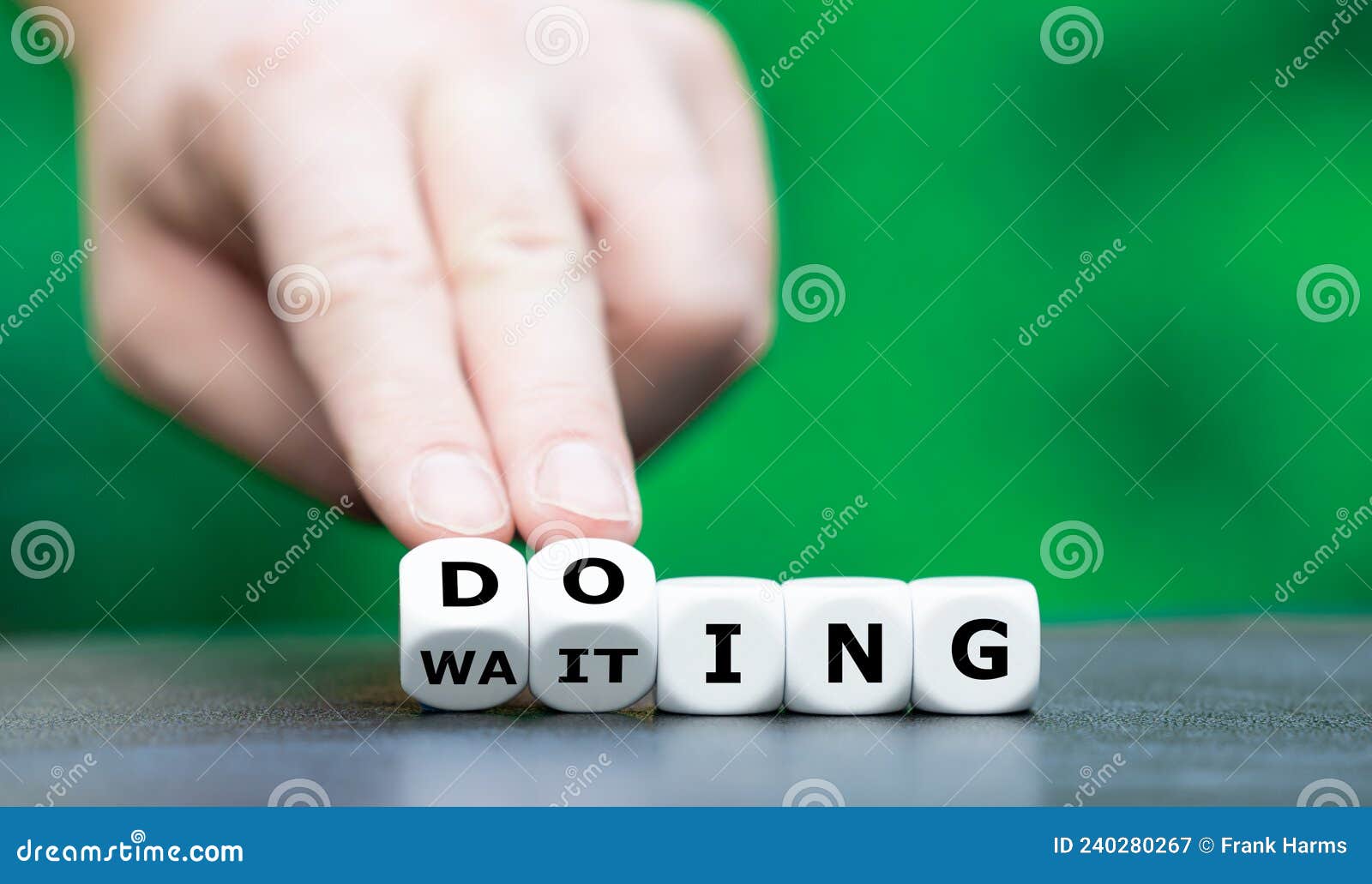 Hand Turns Dice and Changes the Word Waiting To Doing. Stock Image ...