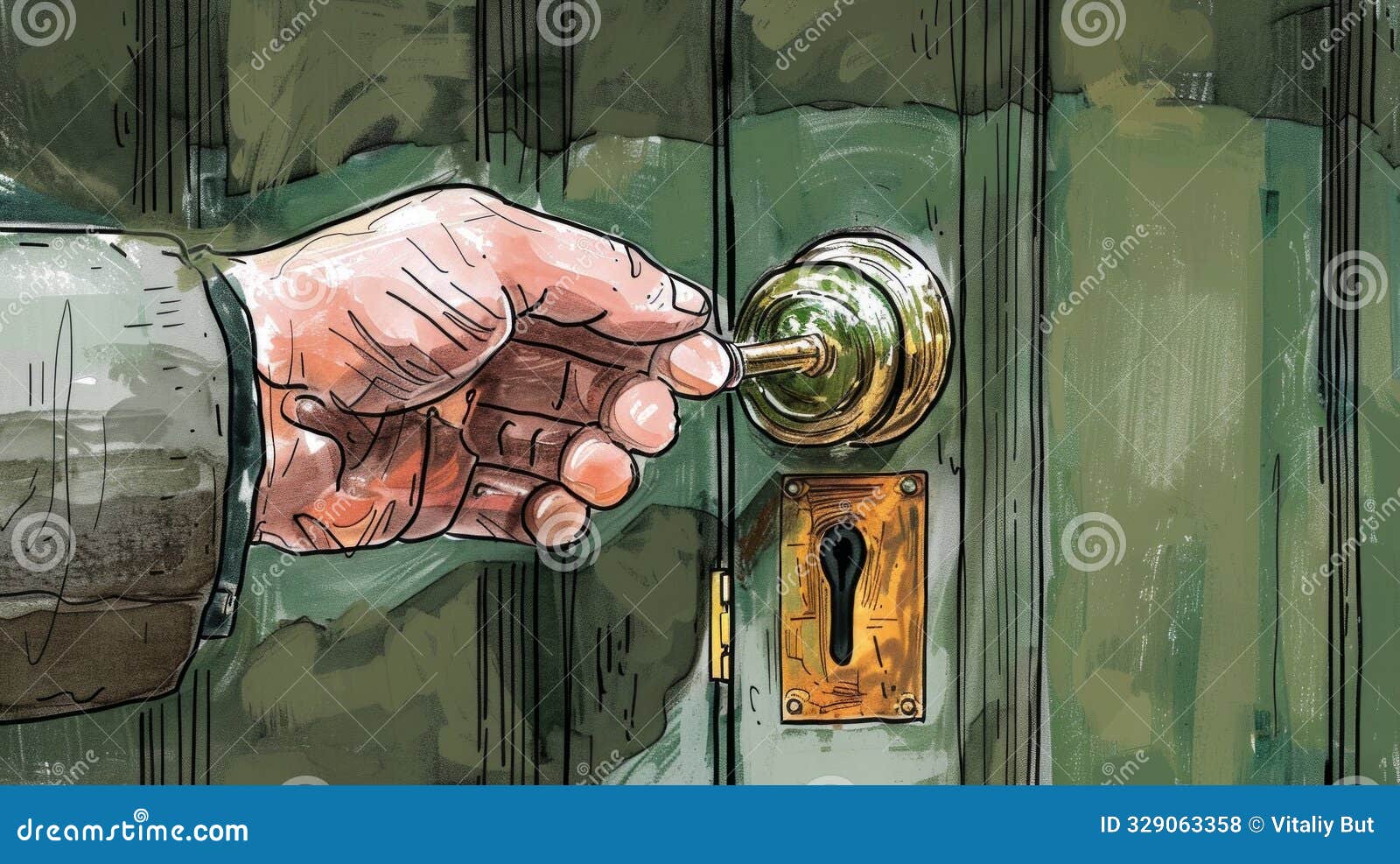 Hand Turns a Key in a Door Lock Stock Photo - Image of lock, idea ...