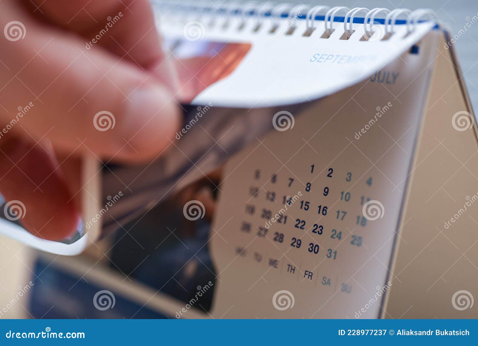 Hand Turns the Page of the Desk Calendar Stock Image - Image of monthly ...