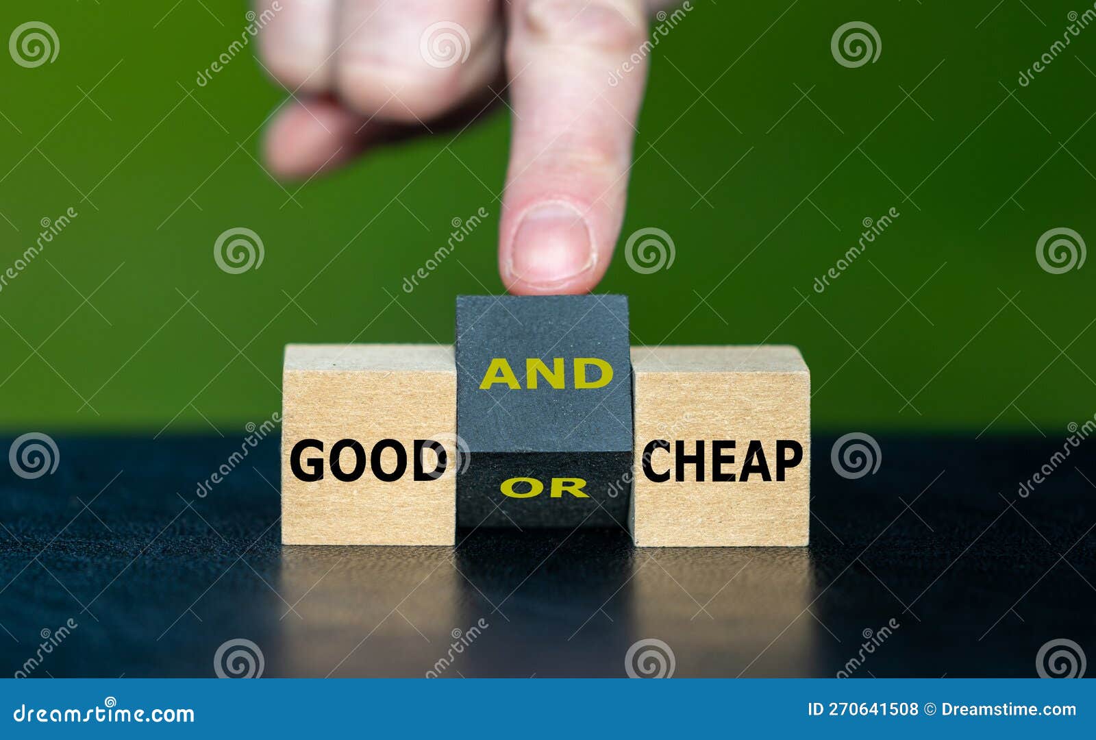 Hand Turns Wooden Cube and Changes the Expression Good or Cheap To Good ...