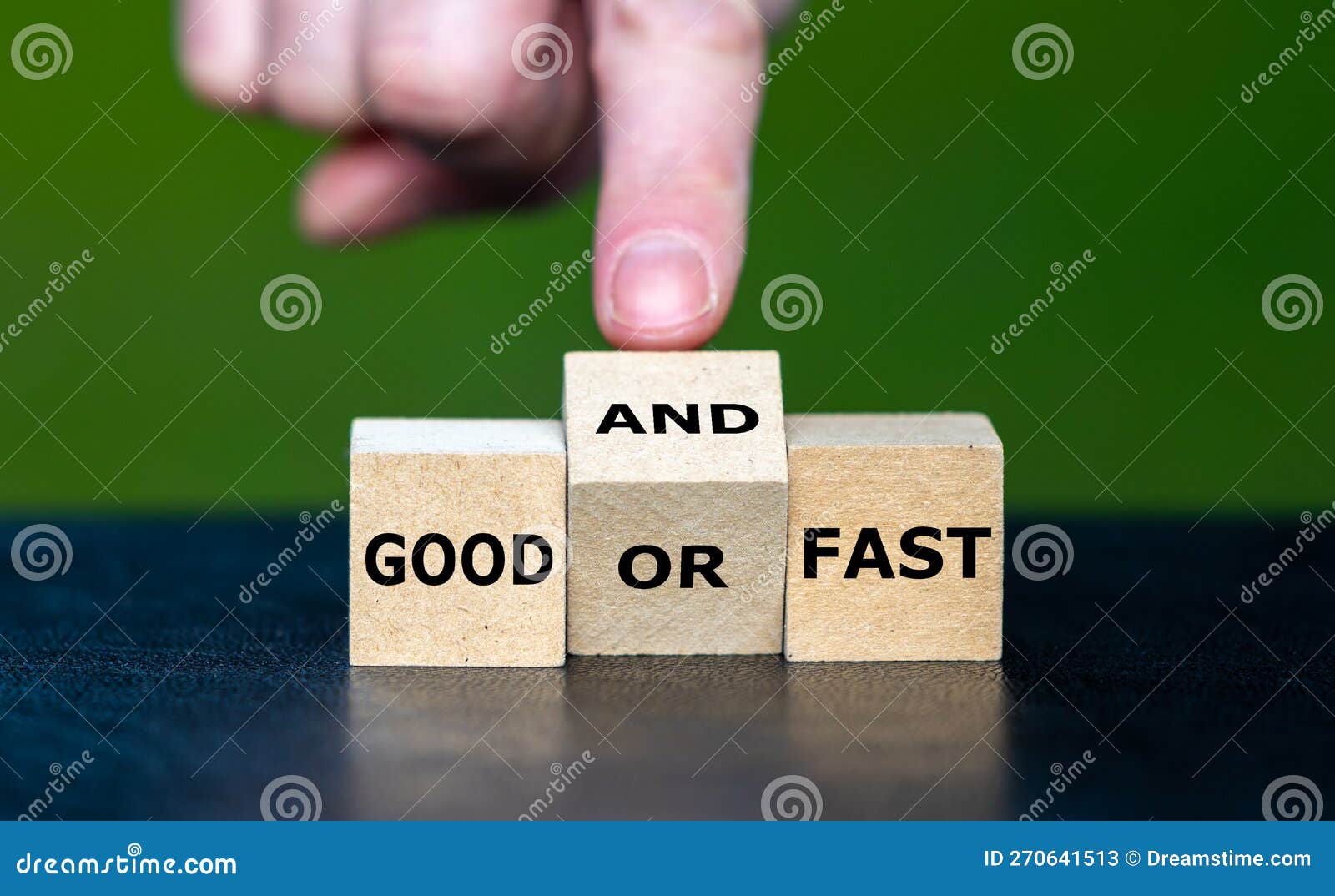 Hand Turns Wooden Cube and Changes the Expression Good or Fast To Good ...