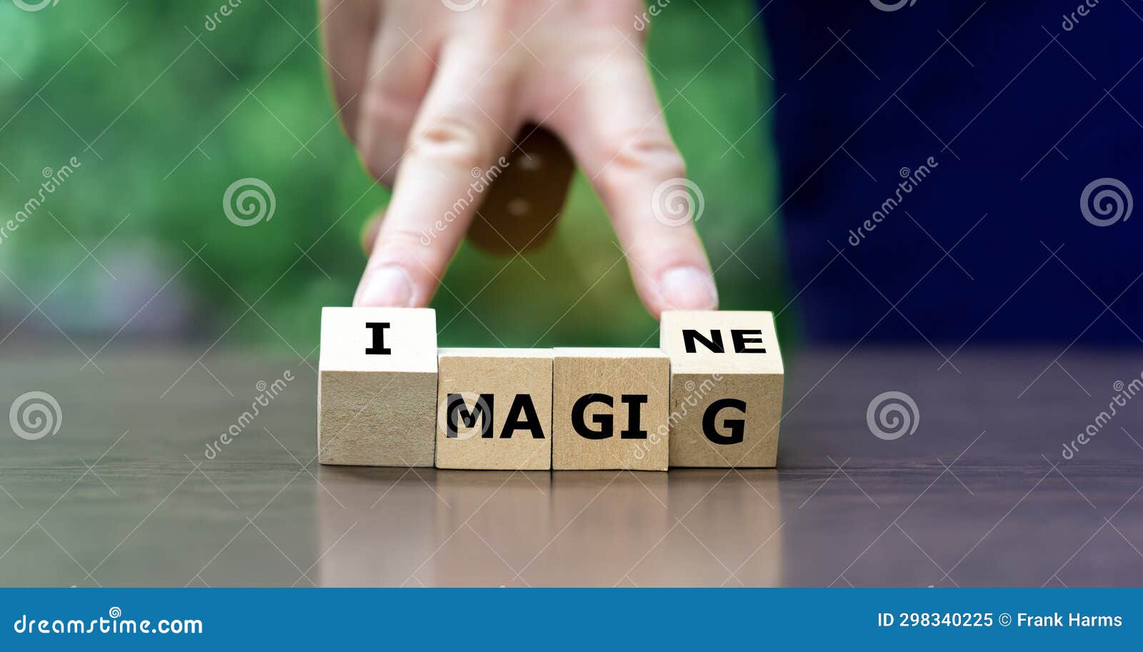 Hand Turns Wooden Cubes and Changes the Word Magic To Imagine Stock ...