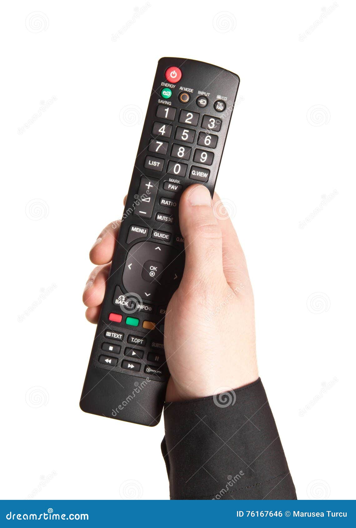 Hand with TV Remote Control Isolated Stock Photo - Image of ...