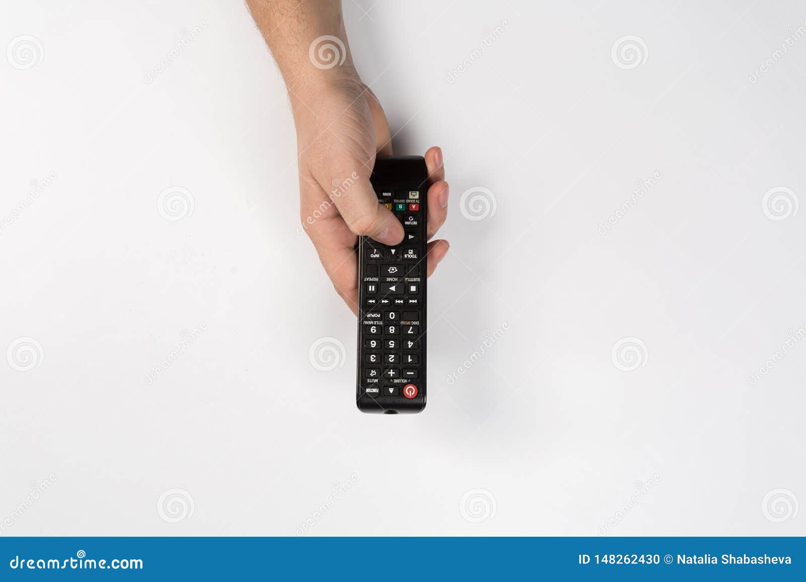Hand with Tv Remote Control Isolated on White Background Stock Photo ...