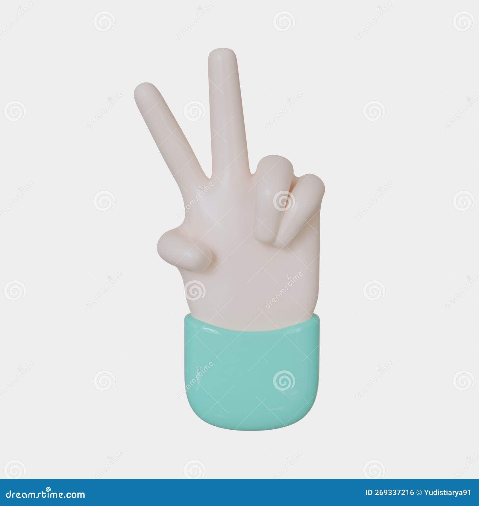Hand Two or Peace Gesture Isolated on White Background 3d Illustration ...