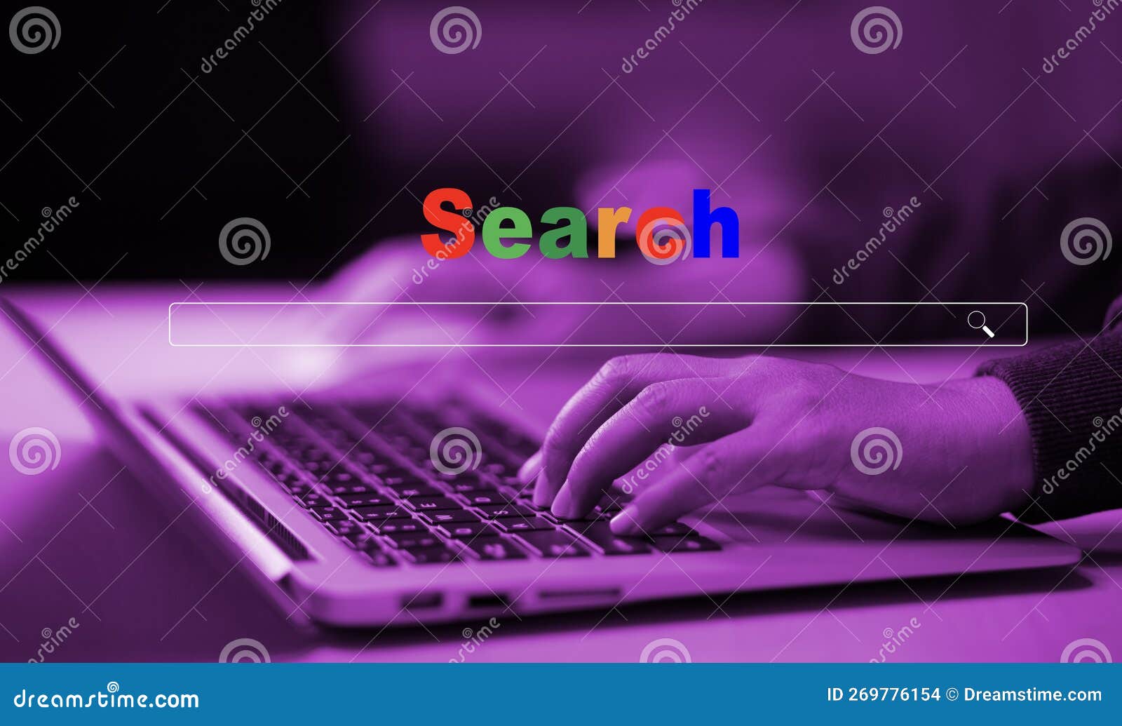 Hand Type Laptop and Searching Browsing Internet Data Information with ...
