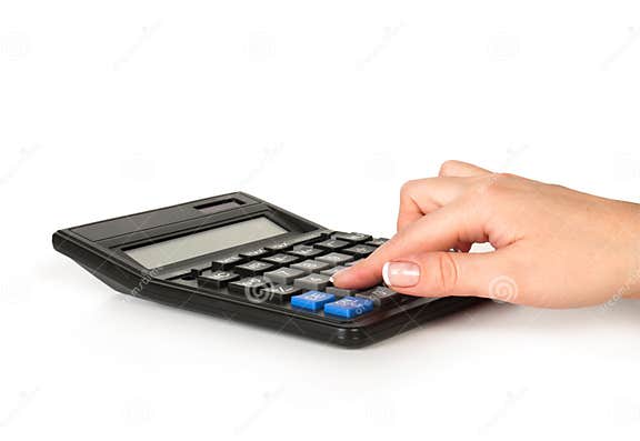 Hand typing on calculator stock image. Image of button - 22051203