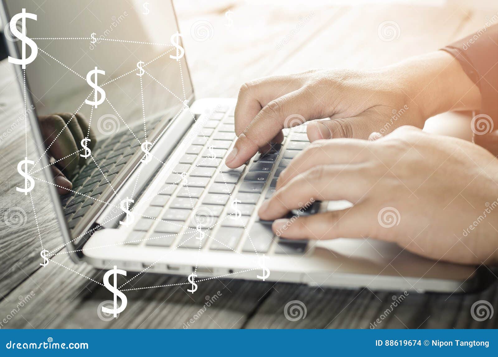 Hand Typing Keyboard on Laptop Stock Photo - Image of puppy ...