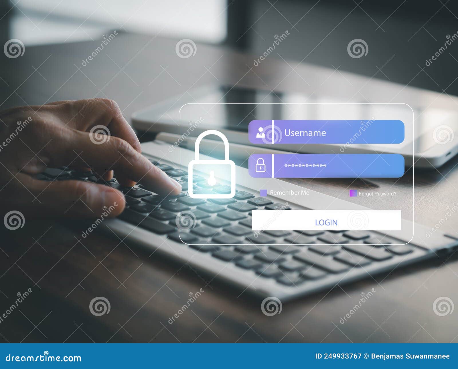 Hand Typing Keyboard Showing Login Screen with Password Authentication ... Hand Typing Keyboard Showing Login Screen with Password Authentication ...