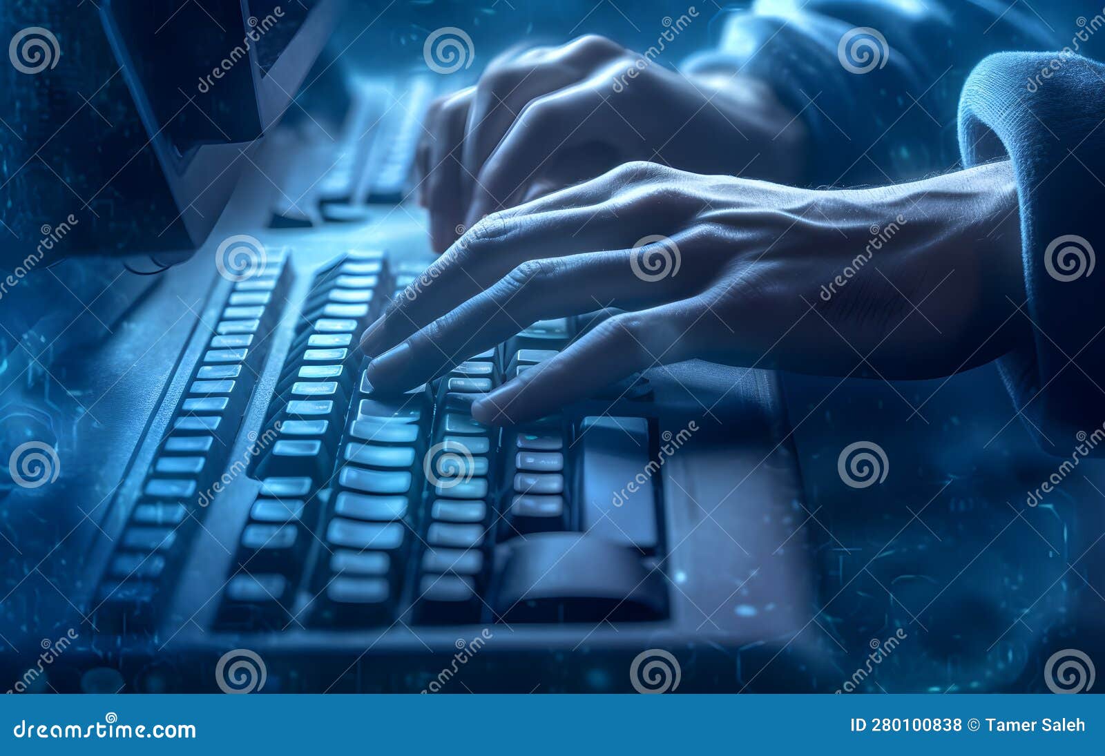 Hand Typing on a Keyboard with World Map in the Background Stock ...