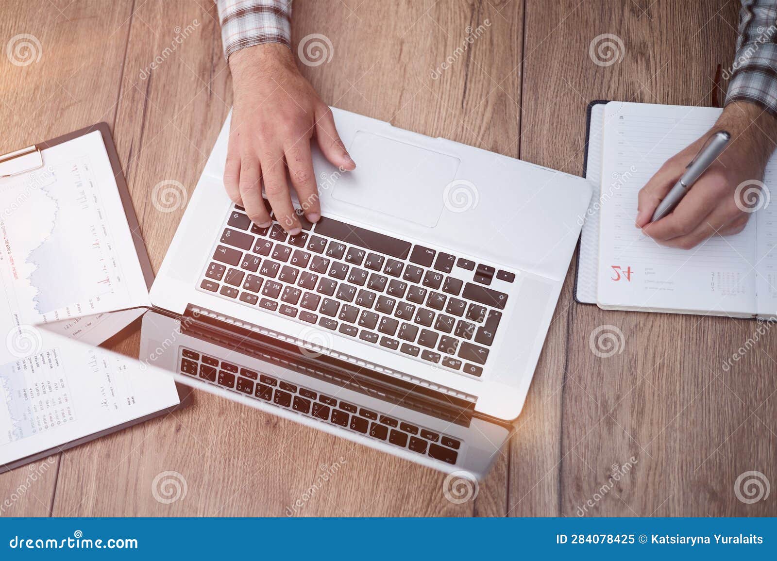 Hand Typing on Laptop Computer Top View Stock Image - Image of computer ...