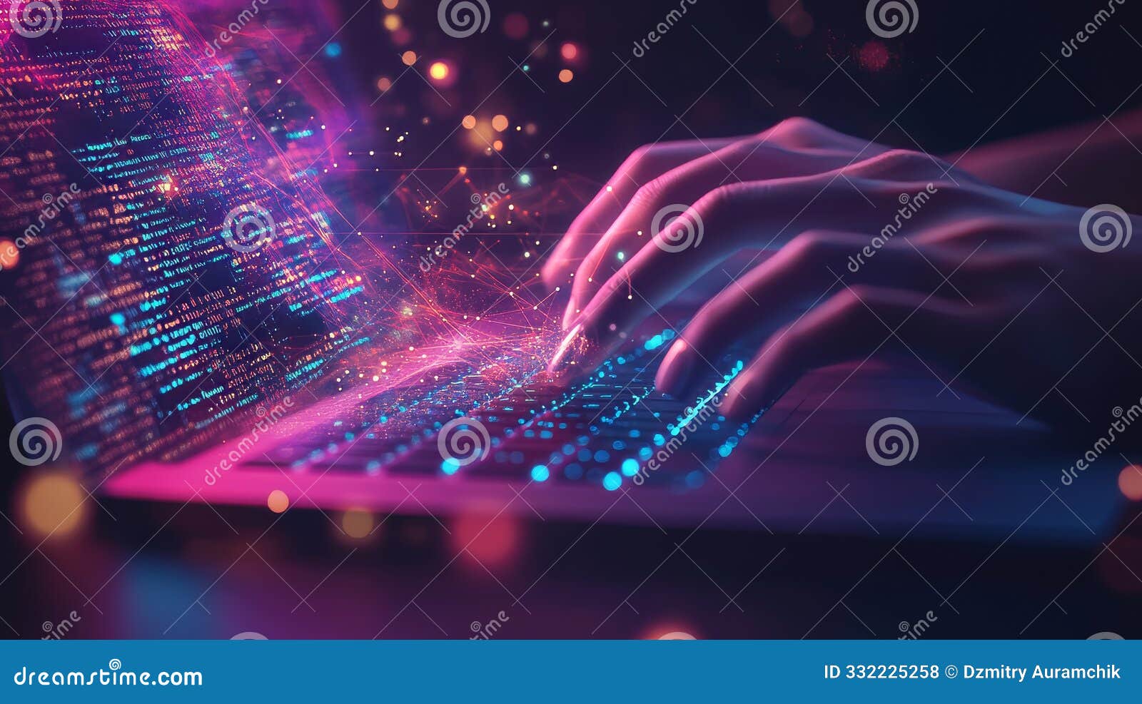 A Hand Typing on a Laptop Keyboard with Code Snippets Representing the Extraction ...