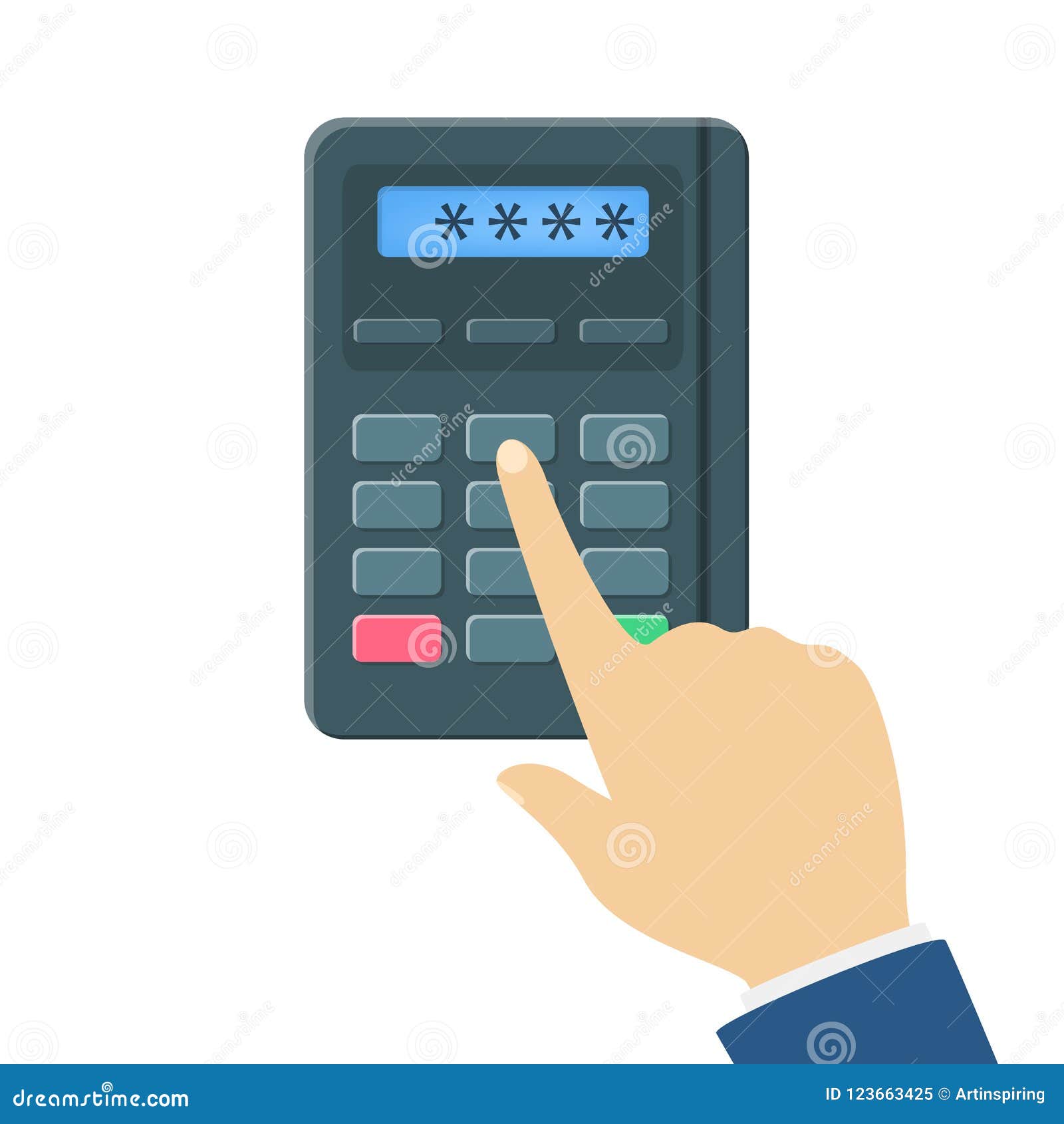 Hand Typing Password on the ATM Stock Vector - Illustration of flat ...