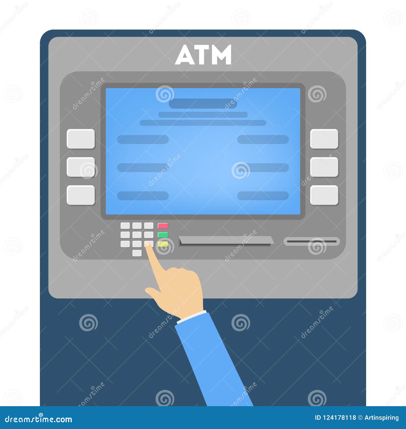 Hand Typing Password or Pin Code on the ATM Stock Vector - Illustration ...