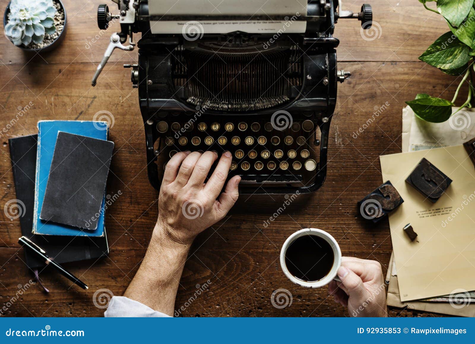 Hand Typing Retro Typewriter Machine Work Writer Stock Image - Image of ...