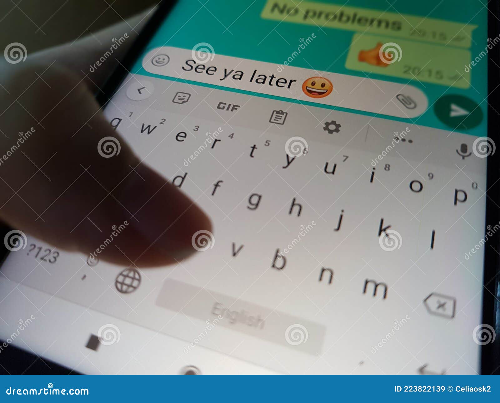 A Hand Typing a Text Message Stock Image - Image of communication, text ...