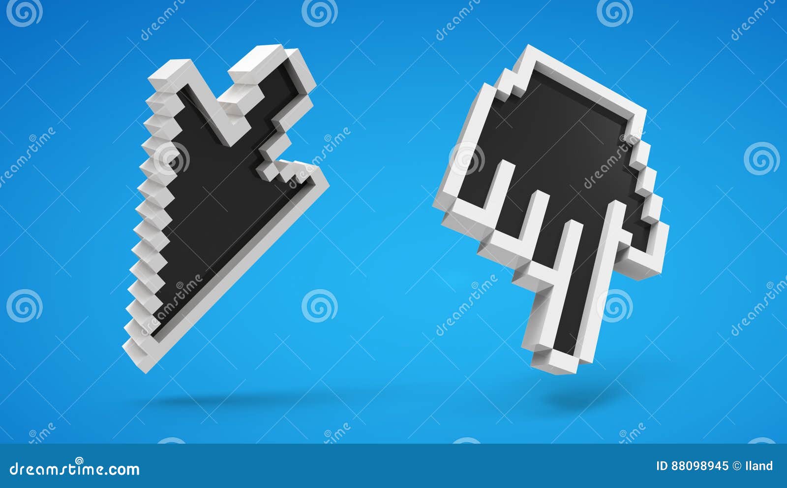 Hand und Pfeil-Cursor stock abbildung. Illustration von klicken - 88098945