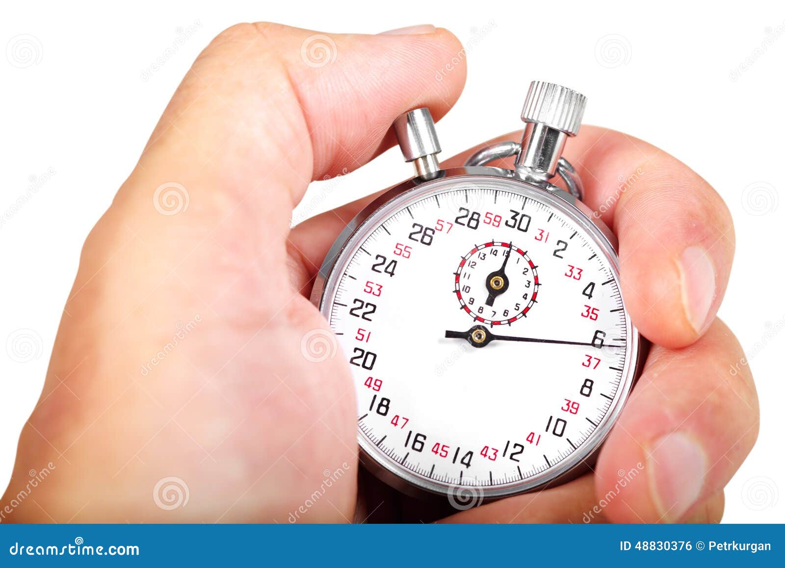 Hand und Stoppuhr stockfoto. Bild von getrennt, messen - 48830376