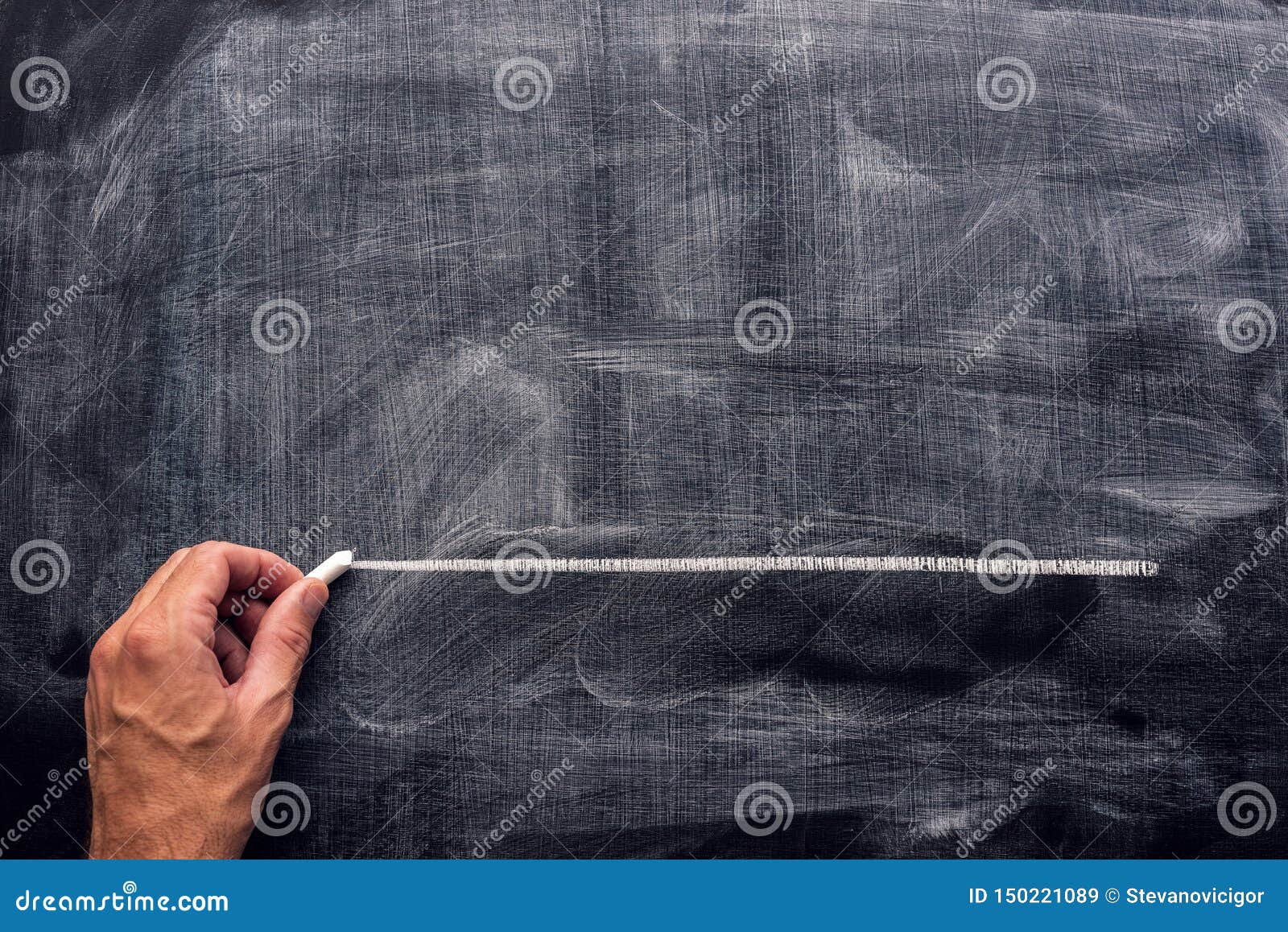 Hand Underlining with Chalk on School Blackboard Stock Image - Image of ...