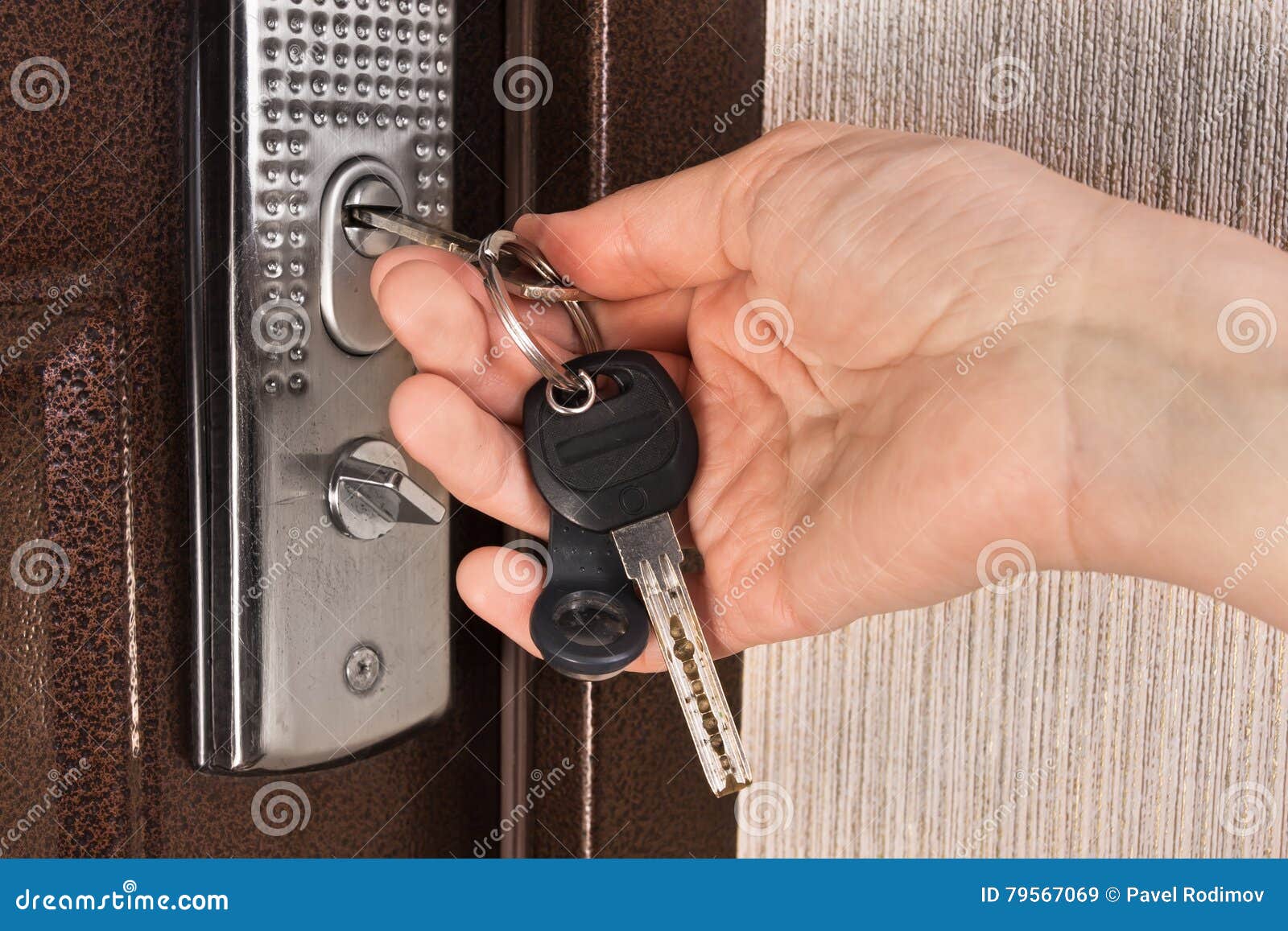 Hand Unlocking the Door with Key Stock Image - Image of entrance, entry ...