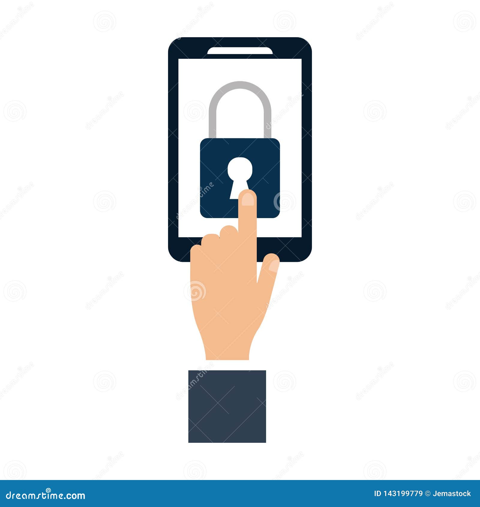 Hand unlocking smartphone stock vector. Illustration of entertainment ...