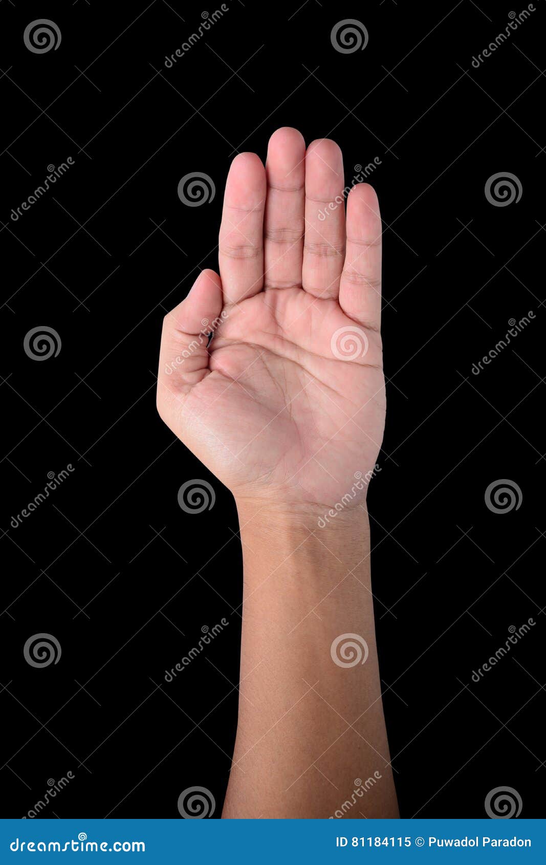 Hand up isolated on black stock image. Image of human - 81184115