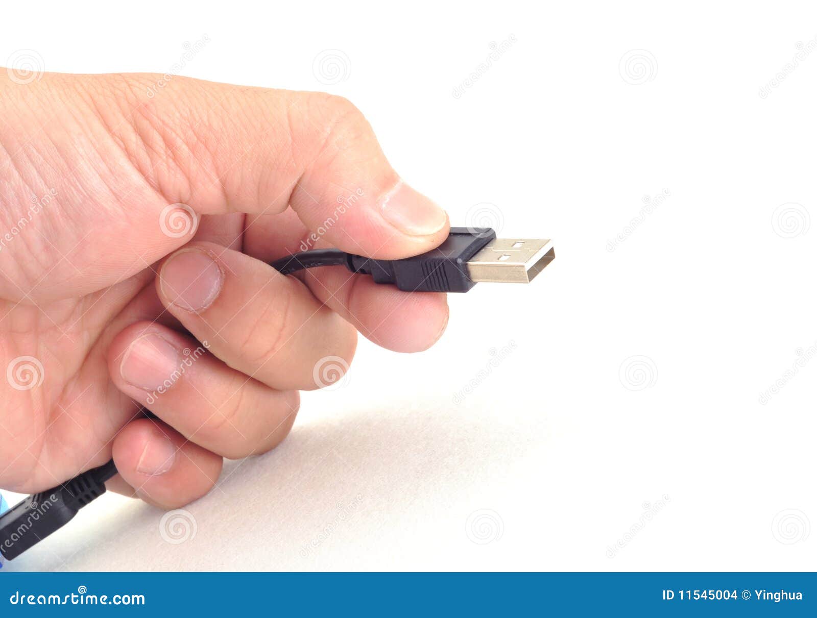 Hand and a USB cable stock photo. Image of connections - 11545004