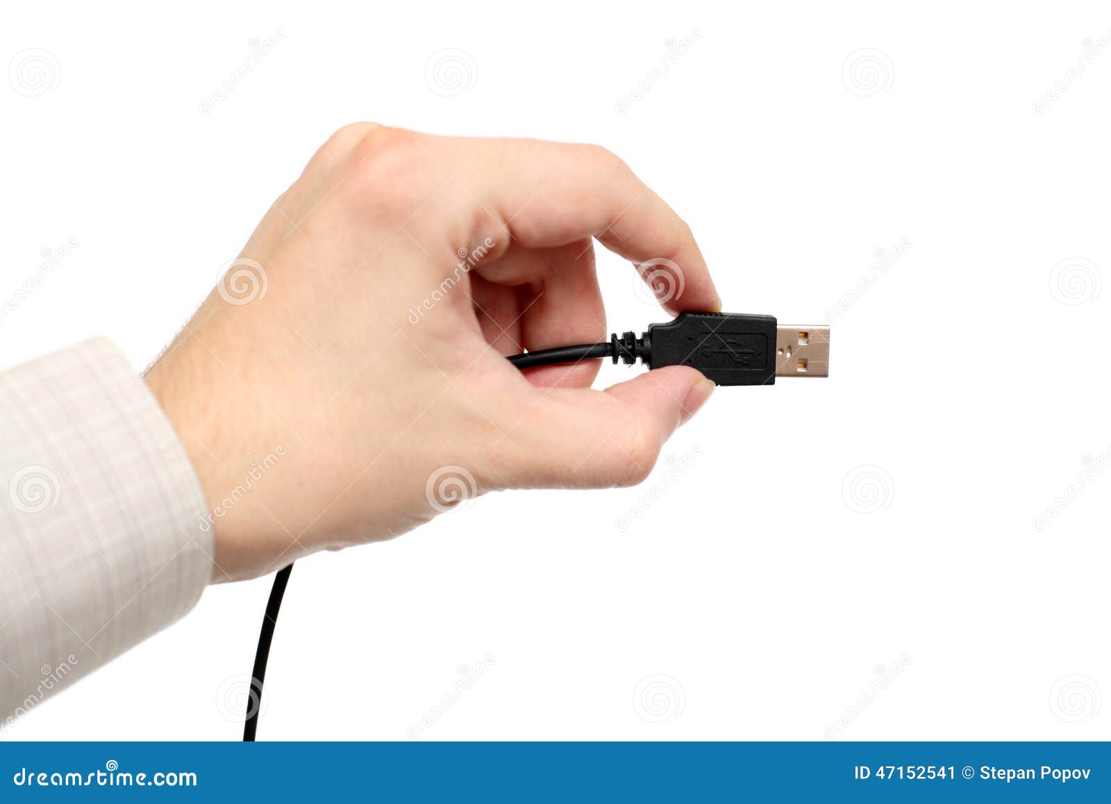 Hand with USB cable stock image. Image of white, background - 47152541