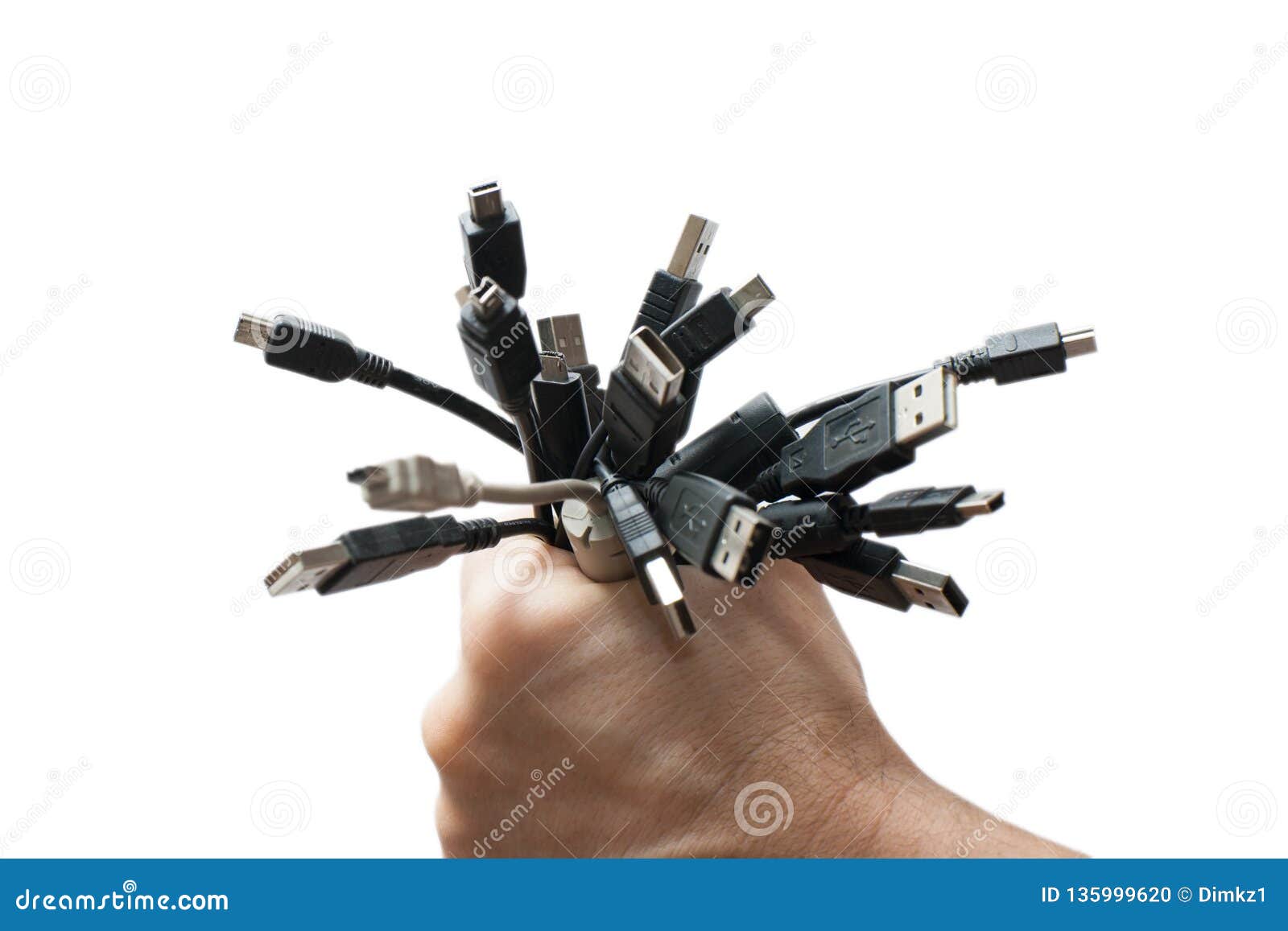 Hand with USB plugs stock photo. Image of hand, equipment - 135999620