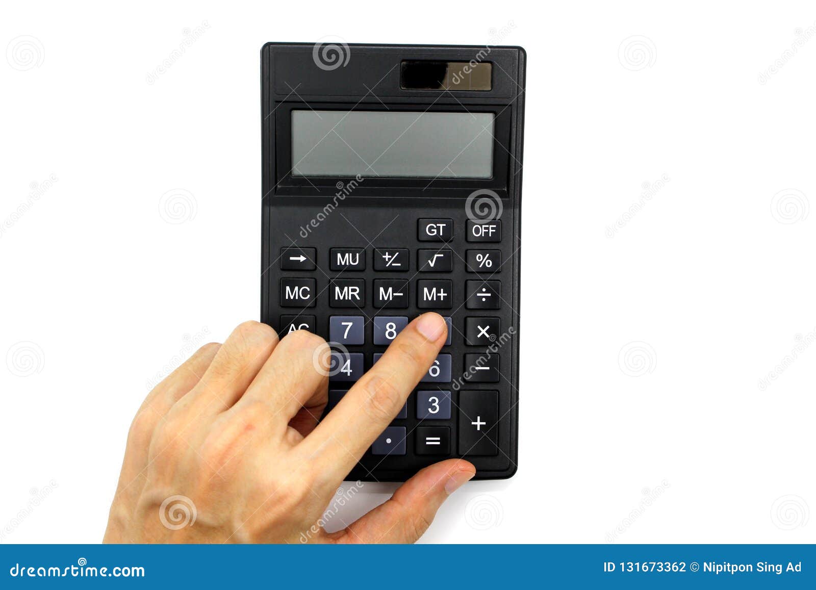 Hand Use Calculator Isolated on White Background Stock Photo - Image of ...