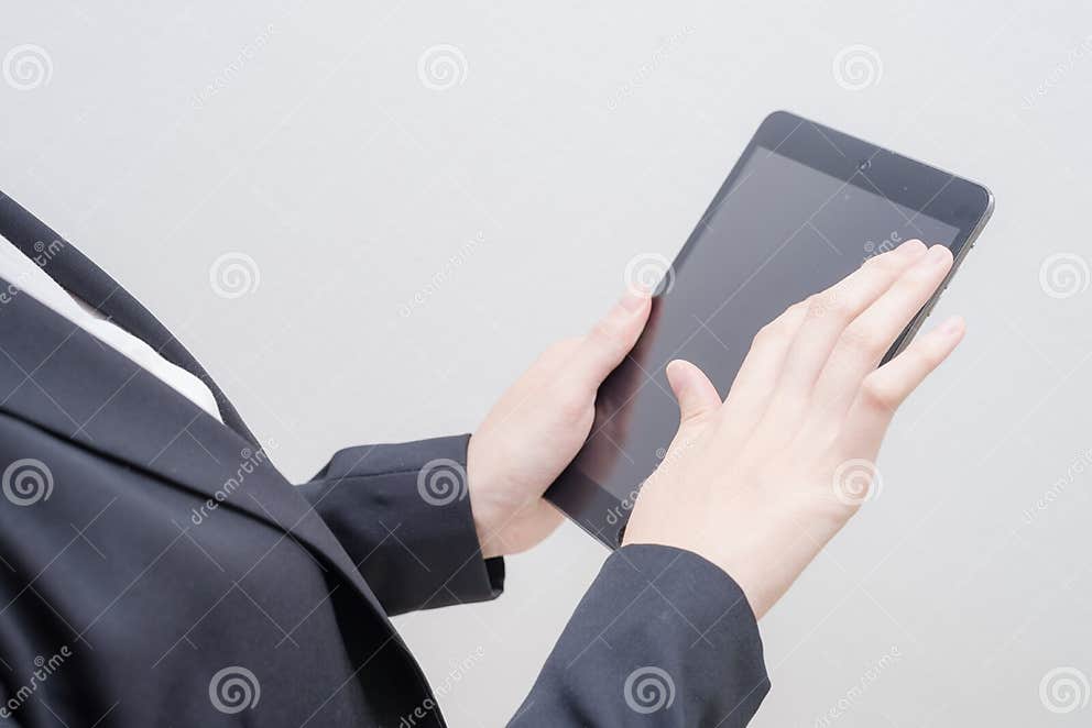 Hand use computer tablet stock photo. Image of tablet - 95876488