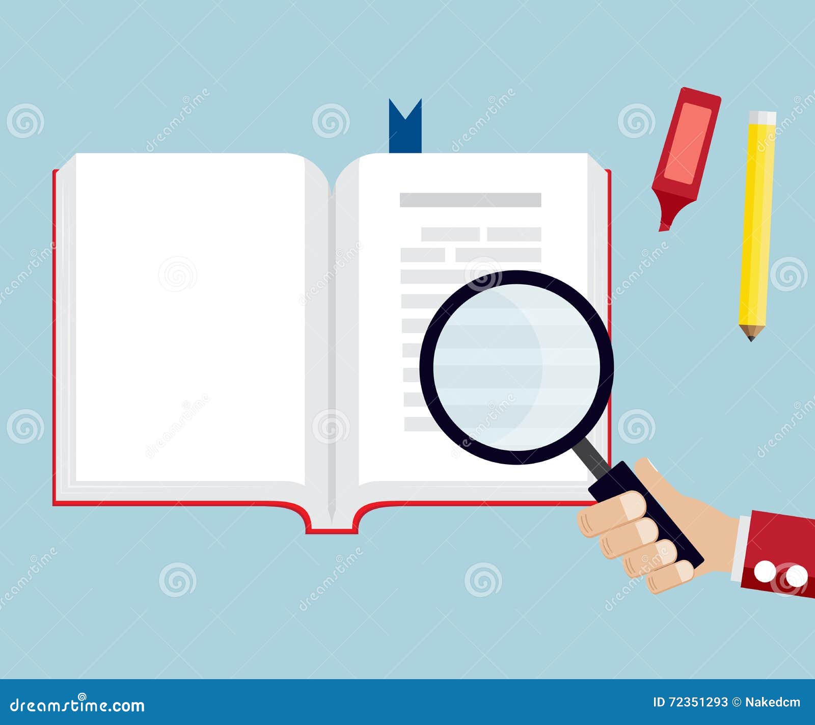 Hand Use Magnifier for Reading Book Stock Vector - Illustration of ...