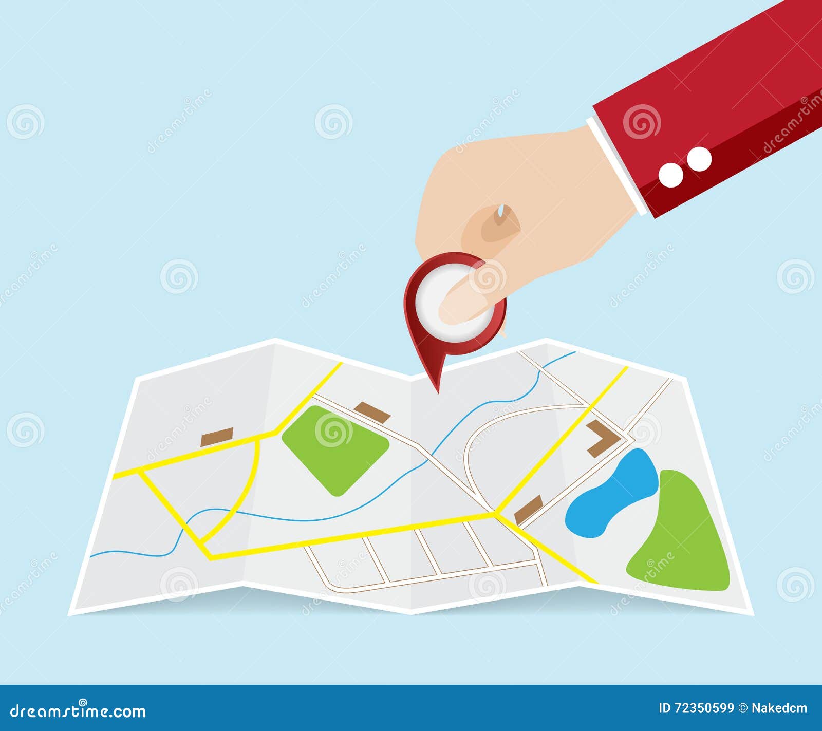 Hand Use Pointer Pin To Map Stock Vector - Illustration of sign, city ...