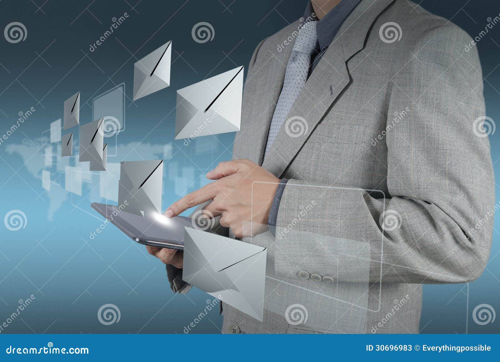 Hand Use Tablet Computer with Email Icon Stock Image - Image of ...