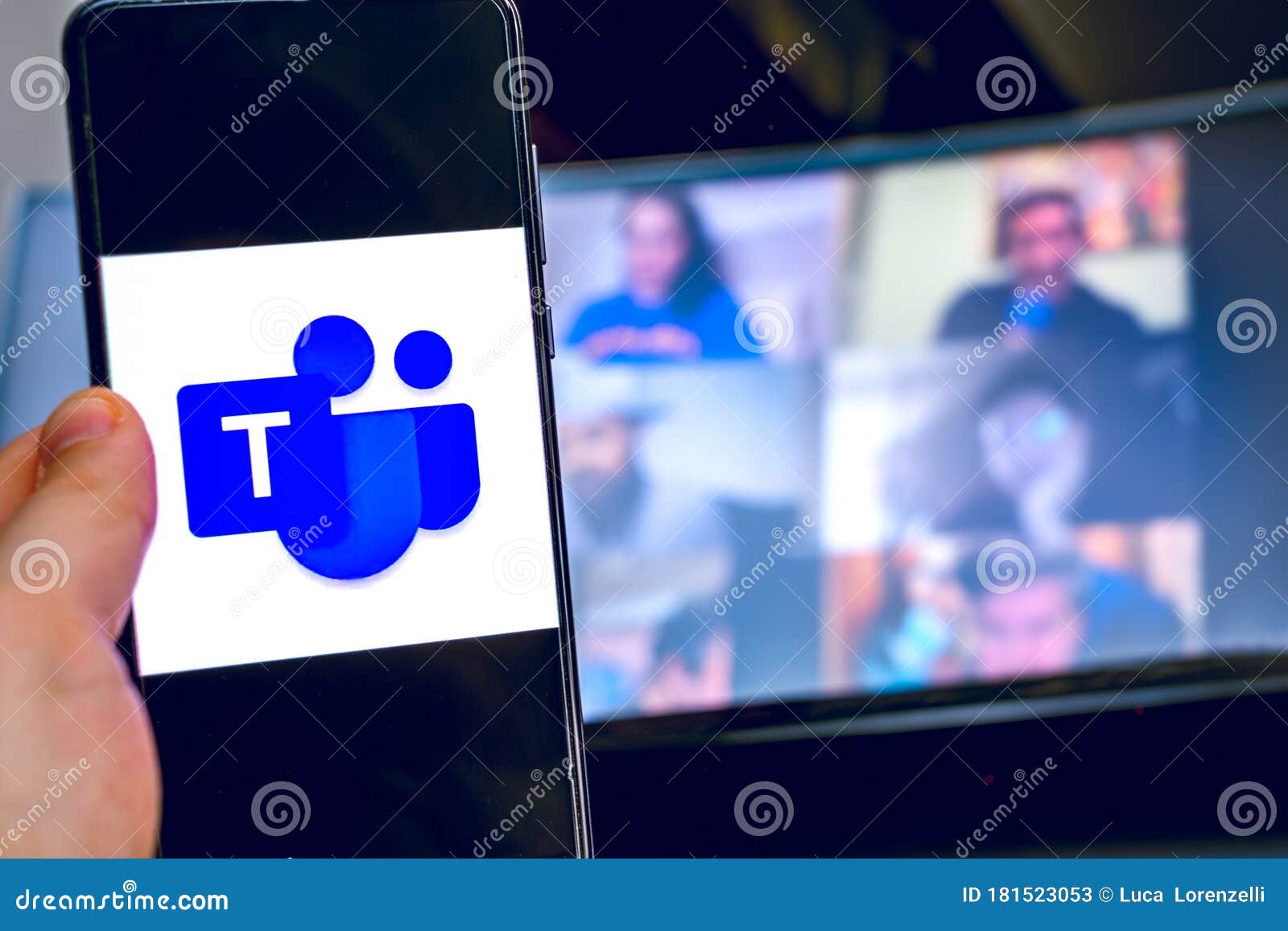 Hand Use Videoconference App Icon of Microsoft Teams on Smartphone ...
