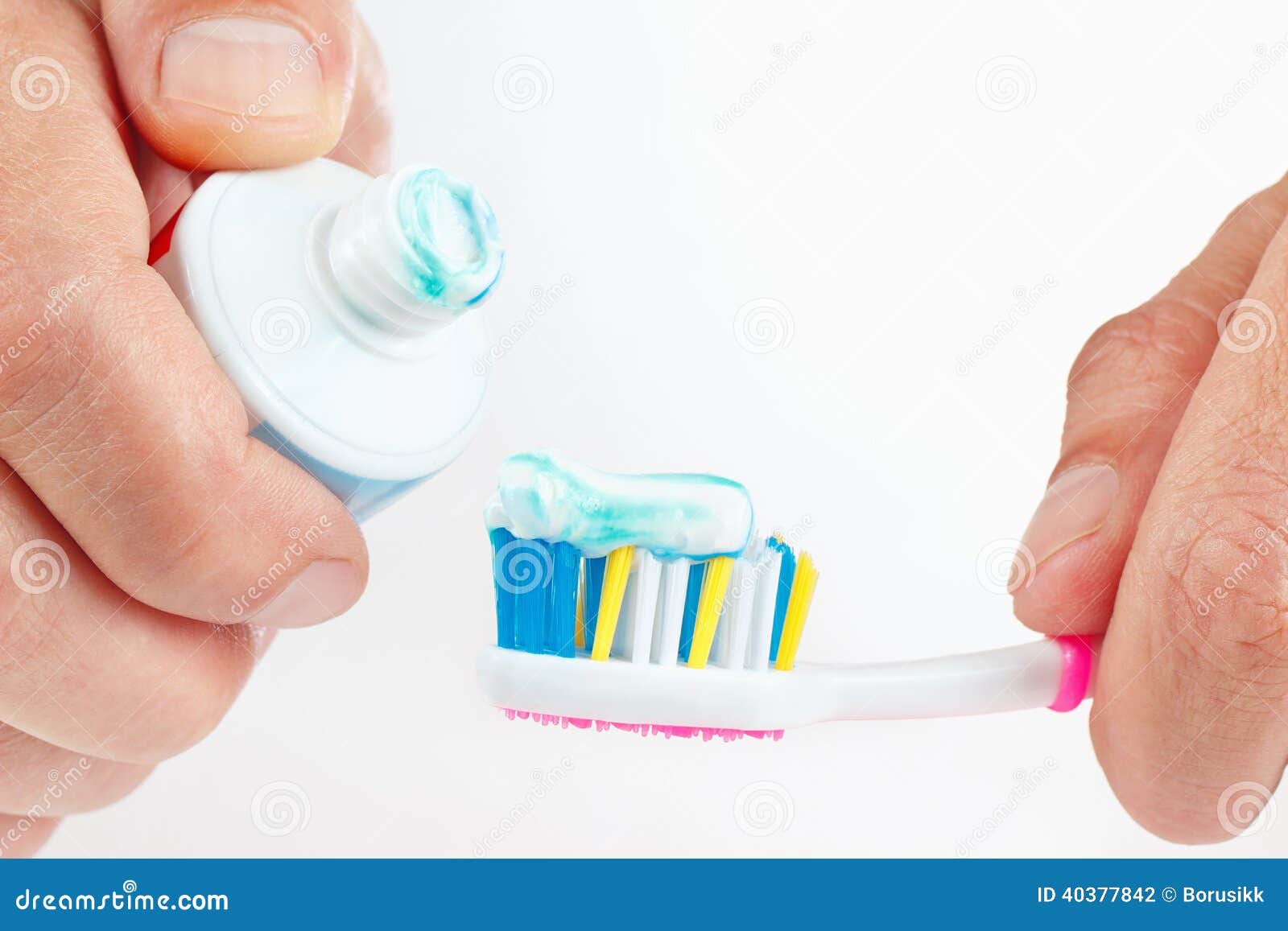Hand Used the Toothpaste on the Toothbrush Stock Photo - Image of ...