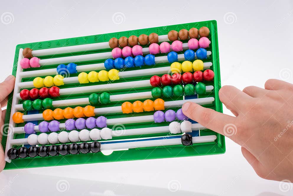 Hand using an abacus stock image. Image of calculator - 123545923