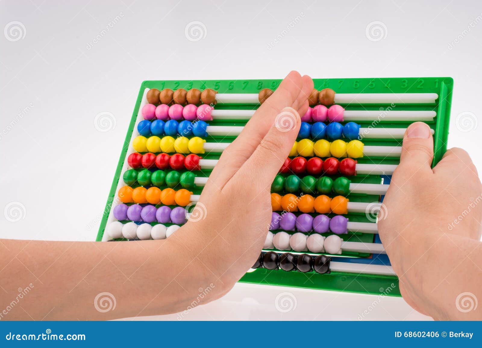 Hand using an abacus stock photo. Image of business, isolated - 68602406