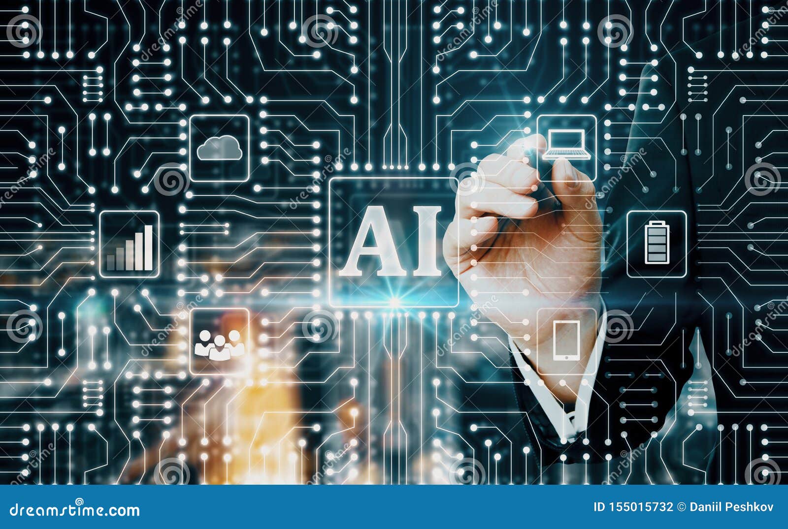 Hand using AI interface stock photo. Image of digital - 155015732