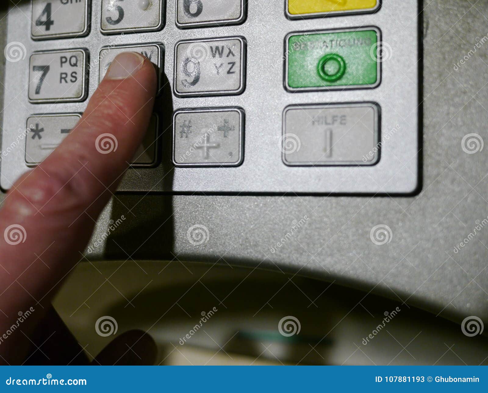 Hand Using ATM Keyboard stock image. Image of business - 107881193