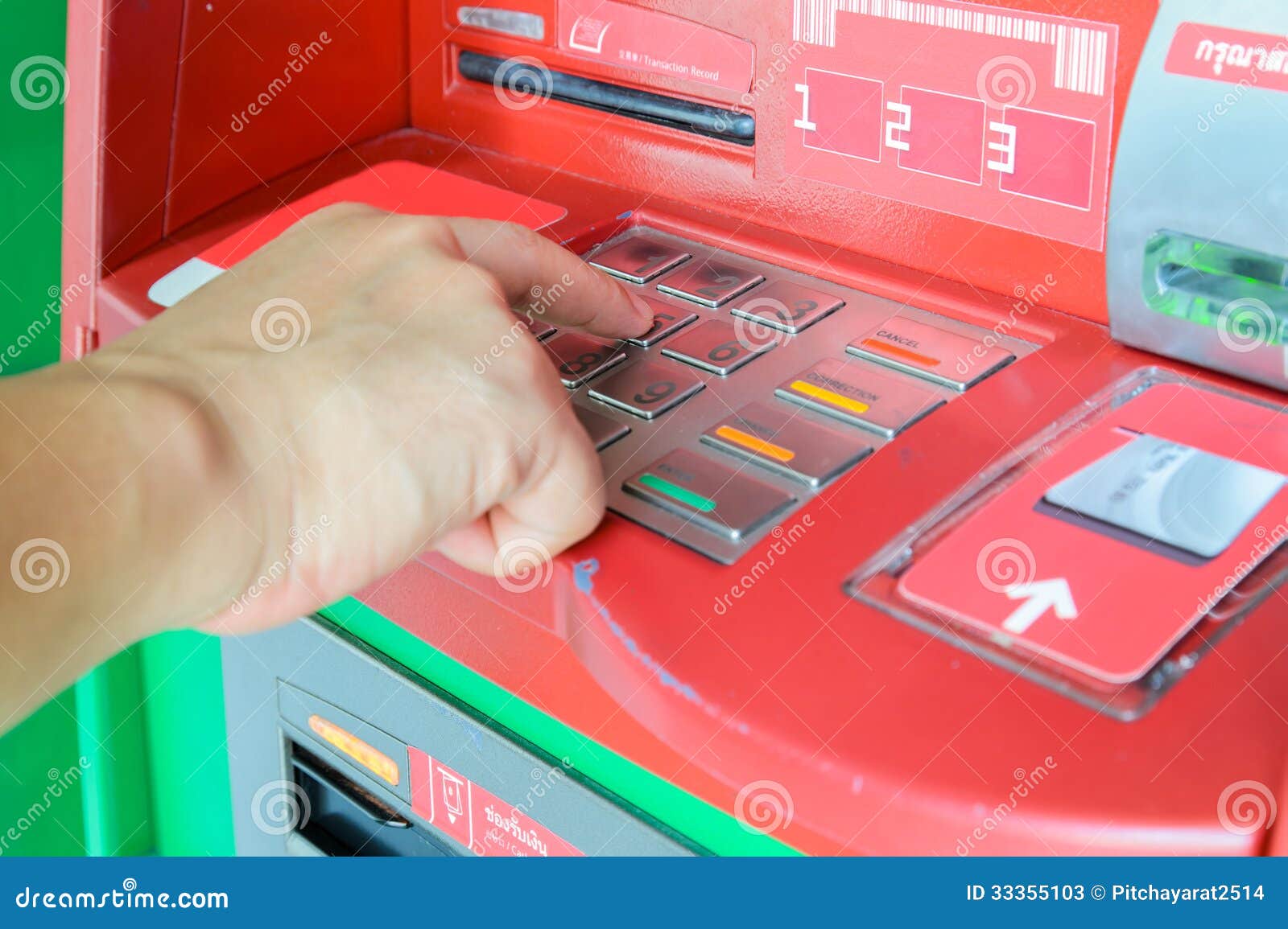 Hand using atm machine stock image. Image of person, services - 33355103