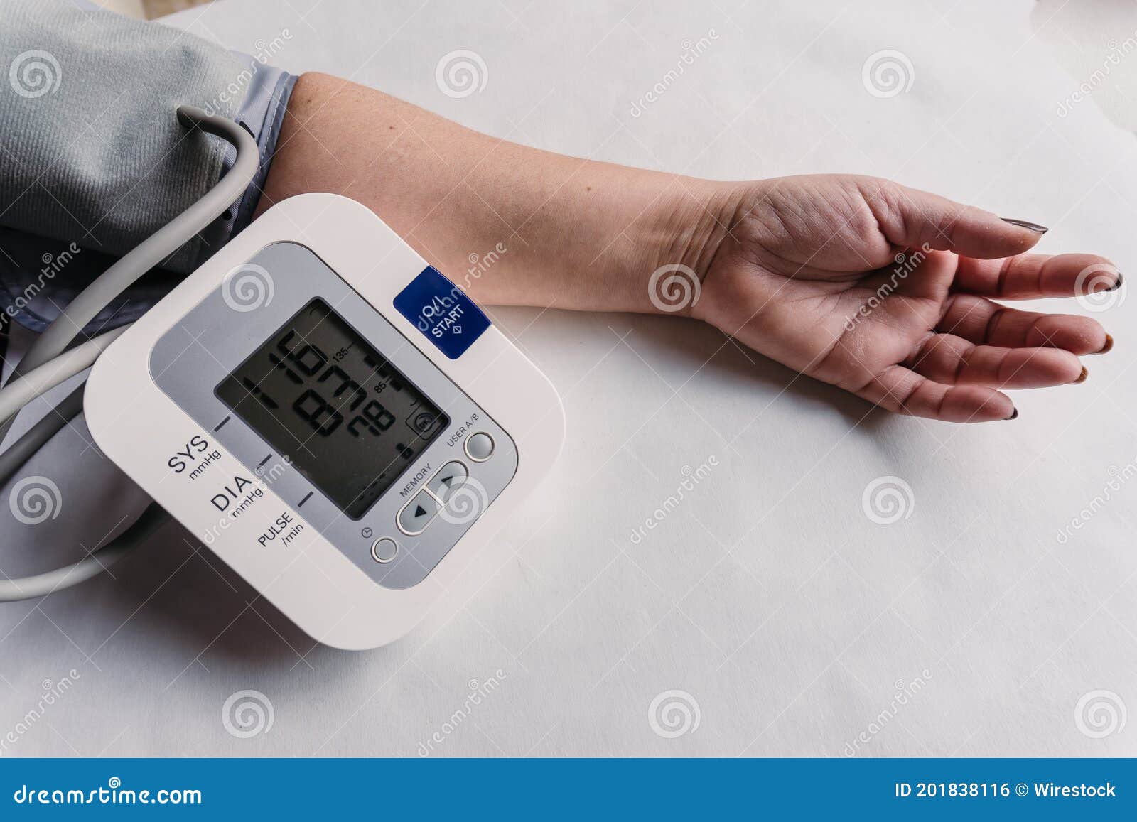 Hand Using a Blood Pressure Meter. Stock Photo - Image of pressure ...
