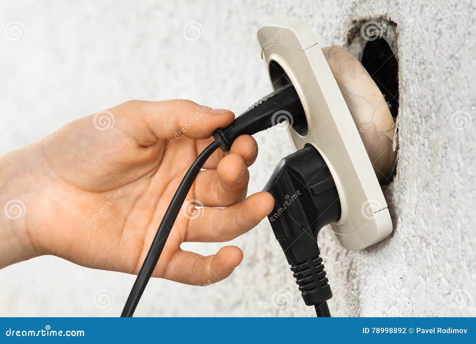 Hand Using Broken Old Electric Socket Stock Photo - Image of technology ...