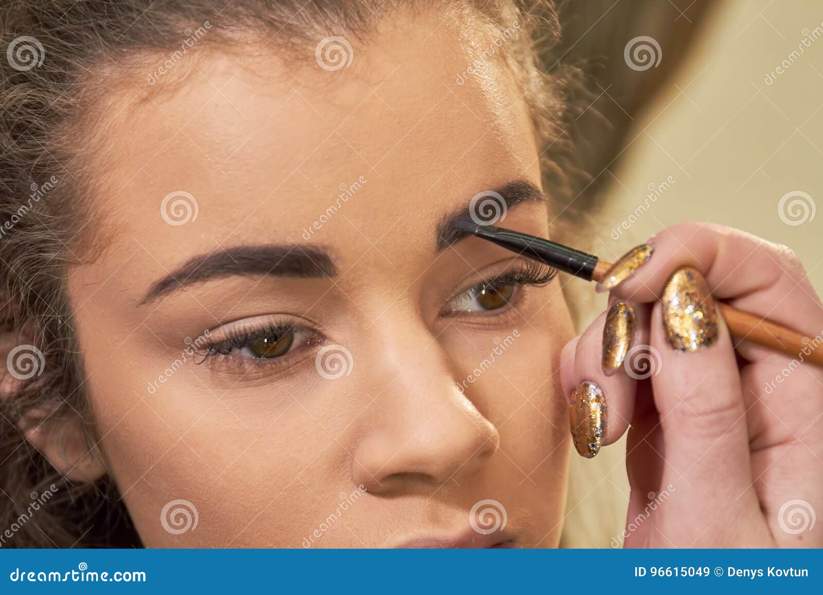 Hand using brow brush. stock image. Image of elegance - 96615049