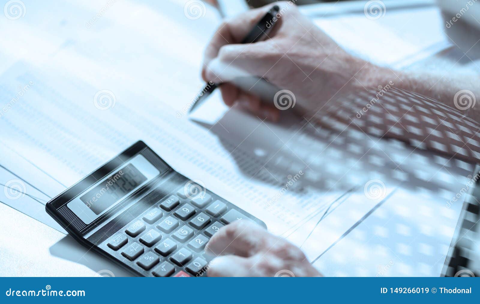 Hand Using Calculator, Accounting Concept, Light Effect Stock Image ...