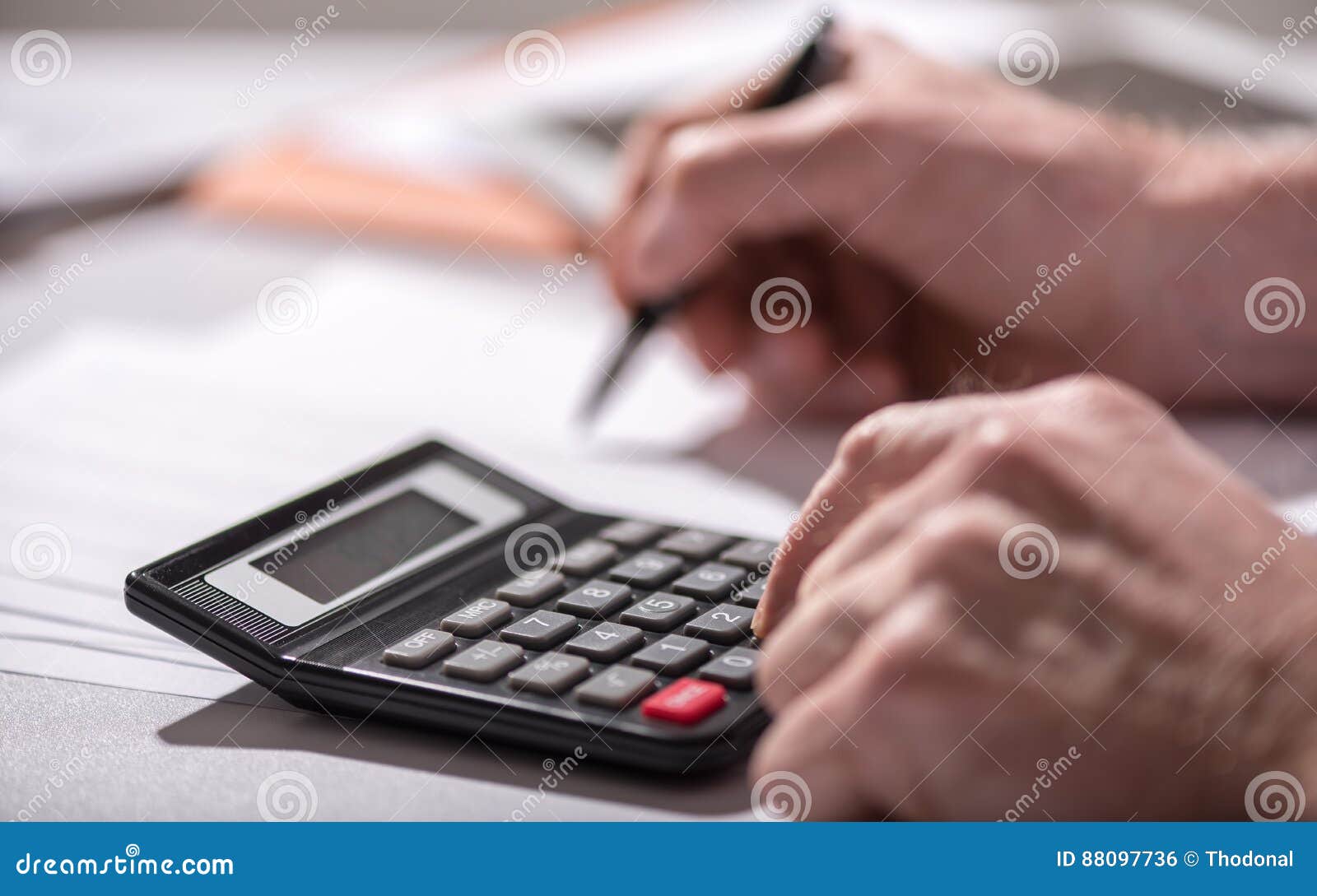 Hand Using Calculator, Accounting Concept Stock Photo - Image of desk ...